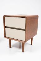 China Modern Wooden Bedside Table Set with Custom Finish 2 Drawer Nightstand for Hotel Bedroom for sale