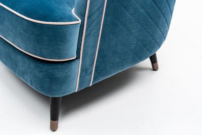 China Custom Luxury Single-Seater Sofa Teal Velvet Channel Quilting Modern Living 120cm for sale