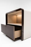 China Custom Luxury Bedside Table with Integrated LED Lighting for Modern Bedroom for sale