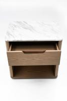 China Custom Luxury Bedside Table Marble Top Solid Wood Drawer Modern Bedroom Furniture 50cm for sale