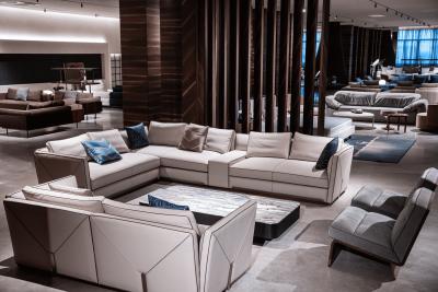 China Modular Multi-Seater Sofa with Premium Leather Upholstery 3-Seater 220cm for sale