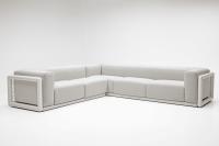 China Custom Luxury L-Shaped Multi-Seater Sofa with Sculptural Metal Frame 280cm for Modern Living Spaces for sale