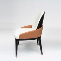 China Custom Light Luxury Solid Wood Reception Chair 56cm Seat Width 86cm Height Two-Tone Leather for sale