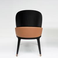 China Custom Light Luxury Solid Wood Reception Chair 56cm Seat Width 86cm Height Two-Tone Leather for sale