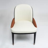 China Custom Light Luxury Solid Wood Reception Chair 56cm Seat Width 86cm Height Two-Tone Leather for sale