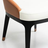 China Custom Light Luxury Solid Wood Reception Chair 56cm Seat Width 86cm Height Two-Tone Leather for sale
