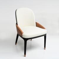 China Custom Light Luxury Solid Wood Reception Chair 56cm Seat Width 86cm Height Two-Tone Leather for sale