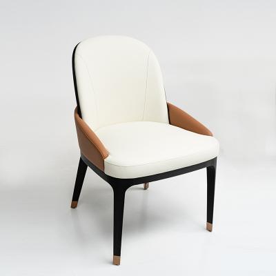 China Custom Light Luxury Solid Wood Reception Chair 56cm Seat Width 86cm Height Two-Tone Leather for sale