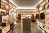 China Custom Luxury Walk-In Closet System, Modern Built-In Wardrobe with LED Lighting, Central Island and Full Storage Layout for Bedroom Interiors for sale