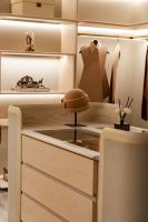 China Custom Luxury Walk-In Closet System, Modern Built-In Wardrobe with LED Lighting, Central Island and Full Storage Layout for Bedroom Interiors for sale