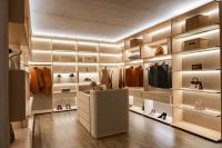 China Custom Luxury Walk-In Closet System, Modern Built-In Wardrobe with LED Lighting, Central Island and Full Storage Layout for Bedroom Interiors for sale