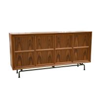 China Custom Walnut Sideboard Cabinet, Modern Solid Wood Buffet Cabinet with Metal Legs for Dining Room & Living Room Storage for sale
