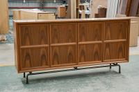China Custom Walnut Sideboard Cabinet, Modern Solid Wood Buffet Cabinet with Metal Legs for Dining Room & Living Room Storage for sale