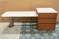 China Modern Marble Top Writing Desk with Walnut Drawer Cabinet, Creative L‑Shaped Office Desk for Home Study for sale