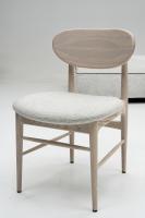 China Modern Light Wood Dining Chair with Boucle Upholstered Seat, Solid Wood Frame Side Chair for Dining Room & Bedroom for sale