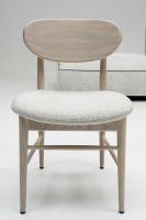 China Modern Light Wood Dining Chair with Boucle Upholstered Seat, Solid Wood Frame Side Chair for Dining Room & Bedroom for sale