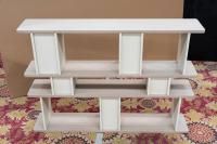 China Modern Light Wood Open Display Shelf, Multi‑Tier Freestanding Storage Rack with Cream White Dividers for Living Room & Office for sale