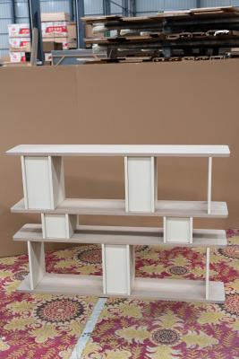 China Modern Light Wood Open Display Shelf, Multi‑Tier Freestanding Storage Rack with Cream White Dividers for Living Room & Office for sale
