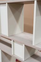 China Modern Light Wood Open Display Shelf, Multi‑Tier Freestanding Storage Rack with Cream White Dividers for Living Room & Office for sale