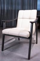 China Modern Cream Leather Accent Armchair with Dark Solid Wood Frame, Padded Upholstered Leisure Chair for Home Living Room & Study for sale