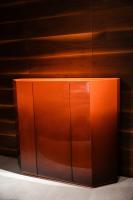 China Modern Gradient High‑gloss Sideboard, Geometric Multi‑Door Storage Cabinet for Home Living Room & Entryway for sale