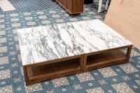 China Home‑use Natural Marble Top Solid Wood Coffee Table, Split‑Combination Open Storage Tea Table for Living Room for sale