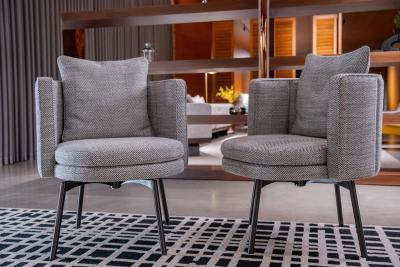 China Home‑use Herringbone Fabric Swivel Accent Chair, Living Room Rotatable Single Armchair with Cushion for sale