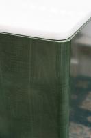 China Home‑use L‑shaped Marble Top Kitchen Cabinet, Dark Green Painted Base Corner Storage Cabinet with Metal Legs for sale