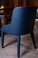 China Home‑use Navy Blue Leather Dining Chair, Modern Upholstered Side Chair with Solid Wood Legs for Dining Room & Study for sale