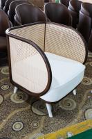 China New Chinese Solid Wood Writing Desk, Home Office Study Desk with Leather Backboard & Scroll‑Shape Curved Legs for sale