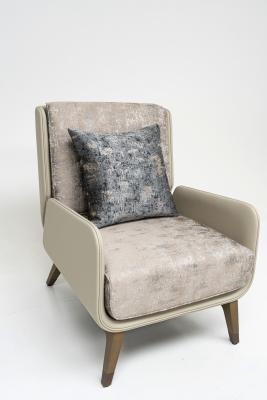 China Home‑use Modern Fabric & Leather Leisure Chair, Upholstered Single Sofa Chair with Solid Wood Legs for Living Room for sale