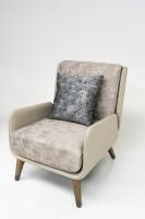 China Home‑use Modern Fabric & Leather Leisure Chair, Upholstered Single Sofa Chair with Solid Wood Legs for Living Room for sale