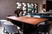 China Modern Rectangular Solid Wood Dining Table, Walnut Veneer Tabletop with Thick Panel Base for Dining Room & Living Room for sale