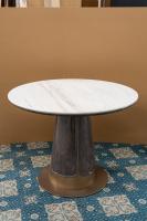 China Modern Luxury Round Coffee Table, White Marble Top with Solid Wood & Gold Metal Base for Living Room for sale