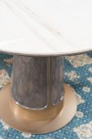 China Modern Luxury Round Coffee Table, White Marble Top with Solid Wood & Gold Metal Base for Living Room for sale