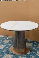 China Modern Luxury Round Coffee Table, White Marble Top with Solid Wood & Gold Metal Base for Living Room for sale