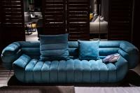 China Modern Minimalist Ribbed Sofa, Upholstered Three-Seater Sofa with 2 Cushions for Living Room & Villa for sale