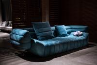 China Modern Minimalist Ribbed Sofa, Upholstered Three-Seater Sofa with 2 Cushions for Living Room & Villa for sale