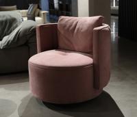 China Modern Minimalist Single Sofa with Ottoman, Round Upholstered Armchair & Footstool with Metal Legs for Living Room for sale