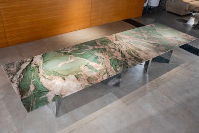 China Modern Minimalist Rectangular Dining Table, Natural Marble Top with Customizable Size for Luxury Dining Room & Villa for sale