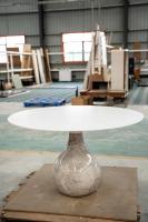 China Modern Minimalist Round Dining Table, White Painted Top with Carrara White Stone Base for sale
