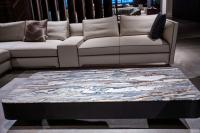China Modern Minimalist Rectangular Coffee Table, Imported Luxury Van Gogh Blue Stone Top with Black Yu Wood Base for sale
