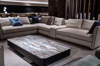 China Modern Minimalist Rectangular Coffee Table, Imported Luxury Van Gogh Blue Stone Top with Black Yu Wood Base for sale