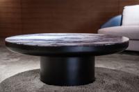 China Modern Minimalist Round Coffee Table, Emerald Orchid Stone Top with Black Matte Painted Base for sale