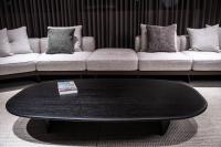 China Modern Minimalist Oval Coffee Table, Black Matte Oak Veneer with Full Wood Skin Irregular Wrapping for sale
