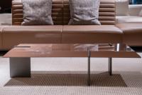 China Modern Minimalist Rectangular Coffee Table, Solid Color Grey Painted Top with Grey Sand Steel Mirror Blast Base for sale