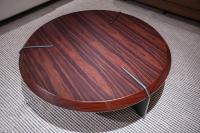 China Modern Minimalist Round Coffee Table, ∅1200*300mm, Rosewood Top with Grey Sand Steel Mirror Blast Base for sale