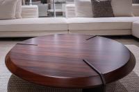 China Modern Minimalist Round Coffee Table, ∅1200*300mm, Rosewood Top with Grey Sand Steel Mirror Blast Base for sale