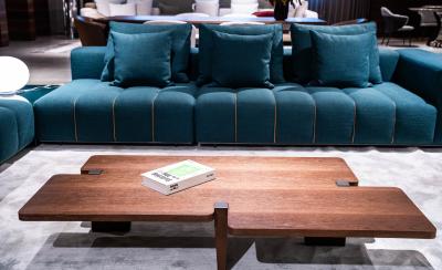 China Modern Minimalist Rectangular Coffee Table, 1480×800×280mm, Bowdichia Wood Veneer with Wood Legs and Metal Structure for sale