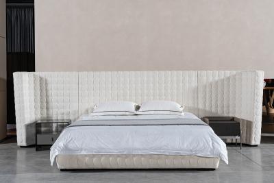 China Modern Minimalist Wide Panel Upholstered Bed Frame, 3900×2250×1200mm, Optional Fabrics & Leathers, Mattress Not Included for sale